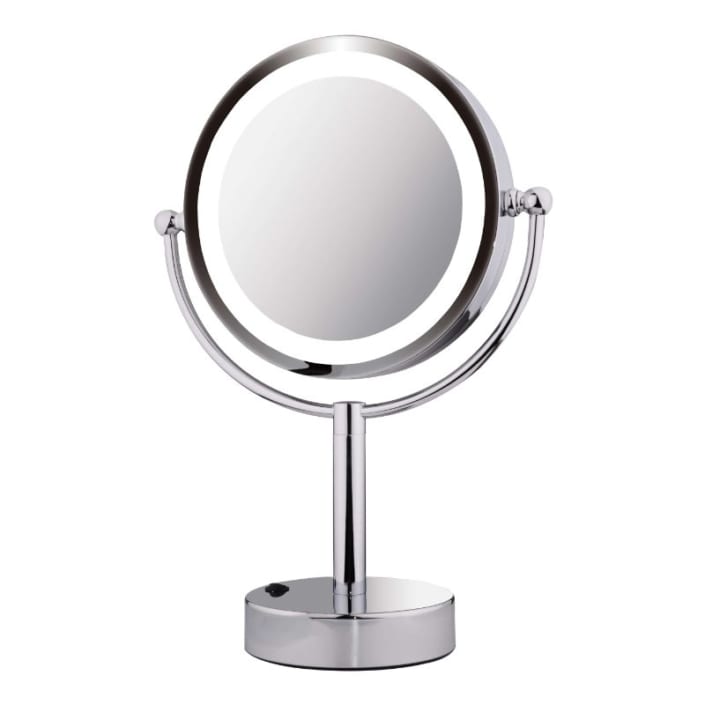 8.5" Double Sided Lighted Free Standing Mirror Zoom 5x - ICO Bath